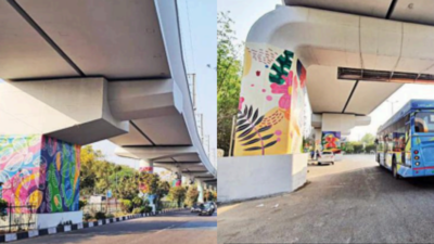 Delhi Metro pillars on Airport Line decked up for G20 | Delhi News ...