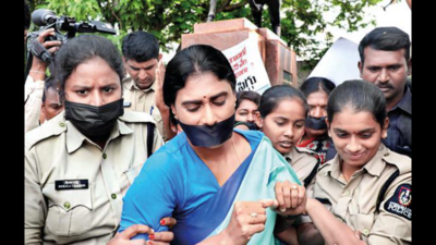 Sharmila: Sharmila arrested again for stir sans nod, released | Hyderabad News - Times of India