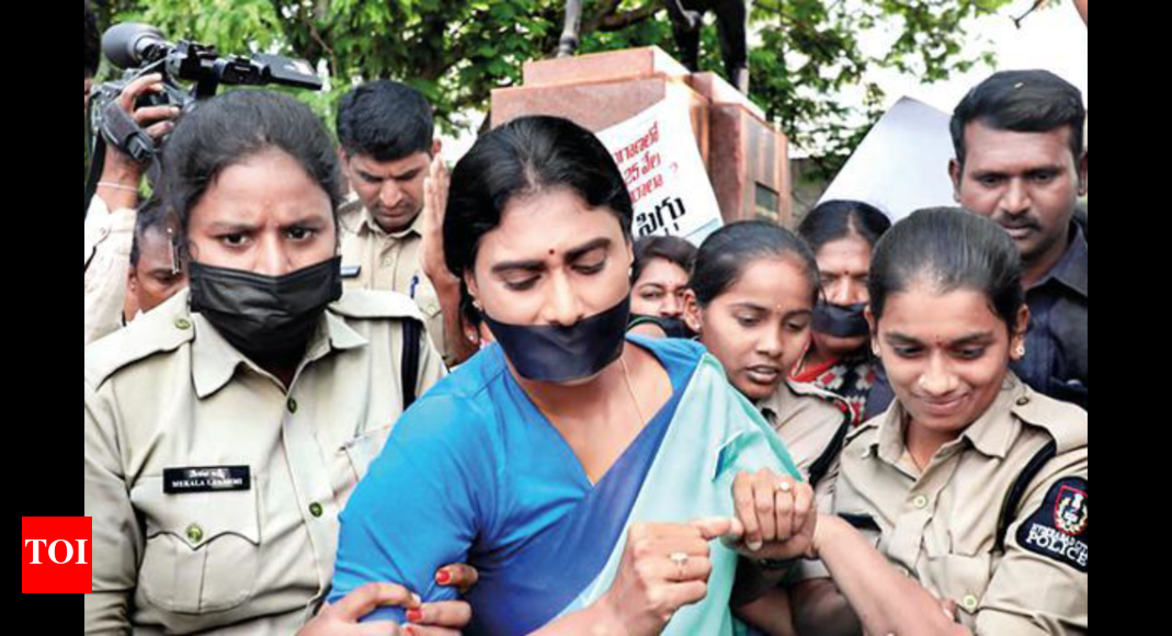 Sharmila: Sharmila arrested again for stir sans nod, released | Hyderabad News - Times of India