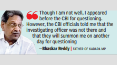 Cbi: Kadapa MP's dad appears before CBI in Viveka murder case probe | Vijayawada News - Times of ...
