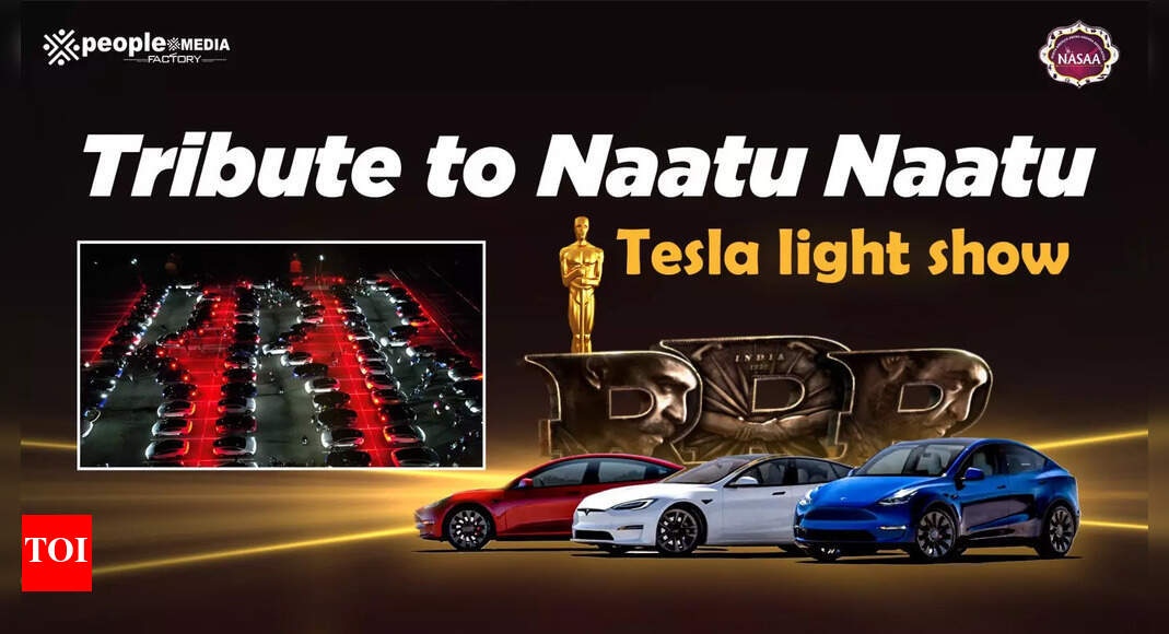 Tesla Car Light Show dedicated to the Oscar-winning song 'Naatu Naatu ...