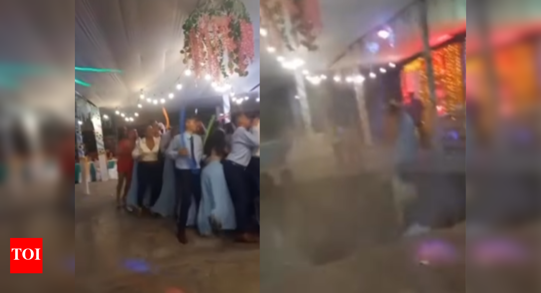 Watch viral video: Dance floor falls at a graduation celebration ...