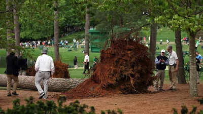 Fans escape without injury after towering trees fall at the Masters in ...