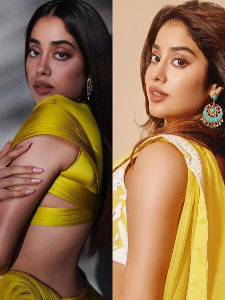 Janhvi Kapoor Sizzles In Bold Top, Risque Cut Out Skirt. Times Diva Aced Yellow Janhvi Kapoor ...
