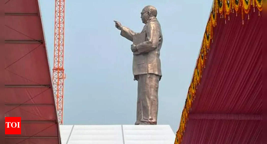 Telangana chief minister K Chandrasekhar Rao unveils 125-foot-tall Ambedkar's statue in ...