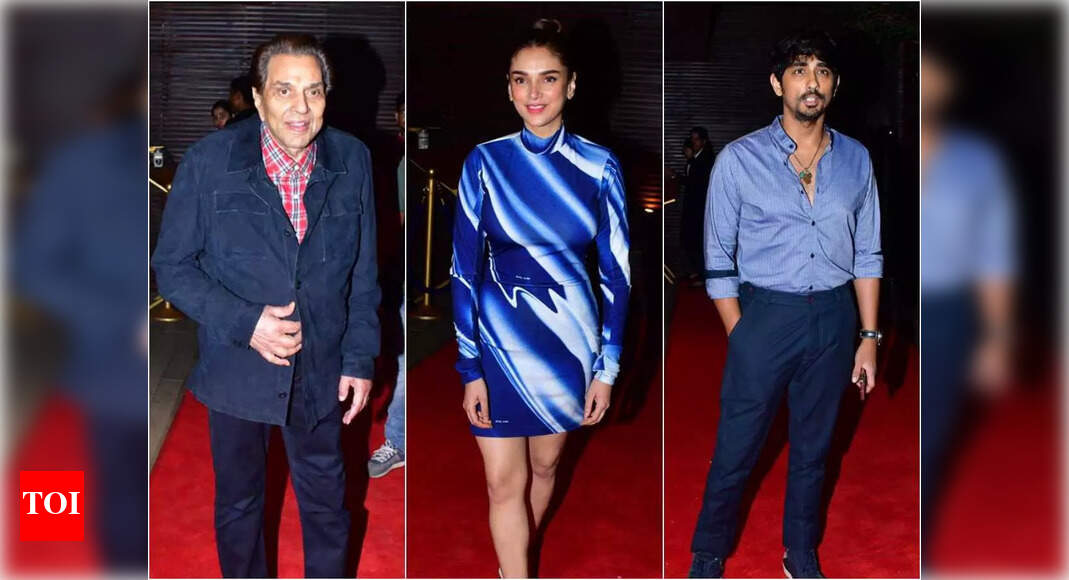 Dharmendra, Aditi Rao Hydari, Siddharth celebrate the success of Taj ...