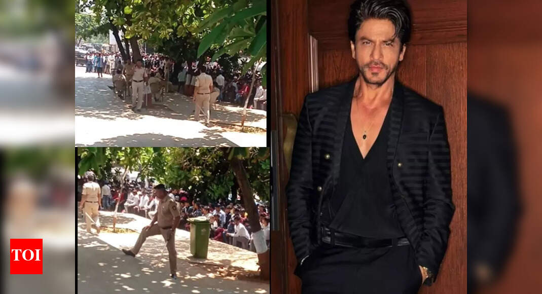 Despite the heat, fans gather outside Mannat to catch a glimpse of Shah ...