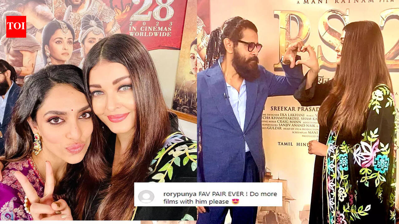 Aishwarya Rai Bachchan makes hand heart with Vikram as she drops ...