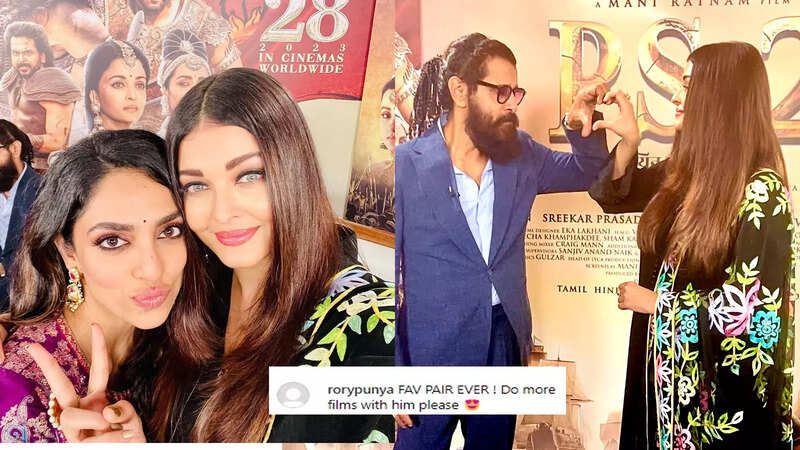 Aishwarya Rai Bachchan makes hand heart with Vikram as she drops ...