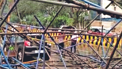Scaffolding Comes Crashing Down In Rain, Two Injured | Noida News ...