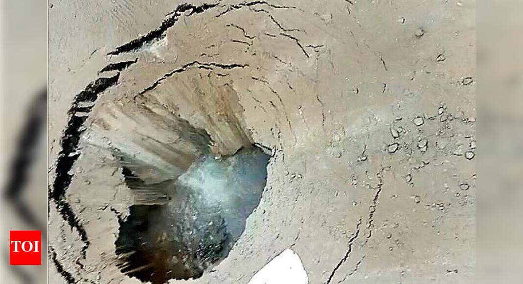 Sinkhole appears on St Inez road | Goa News - Times of India