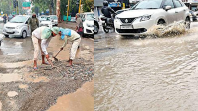 Rain Causes Waterlogging, Damages Roads In Dehradun | Dehradun News ...