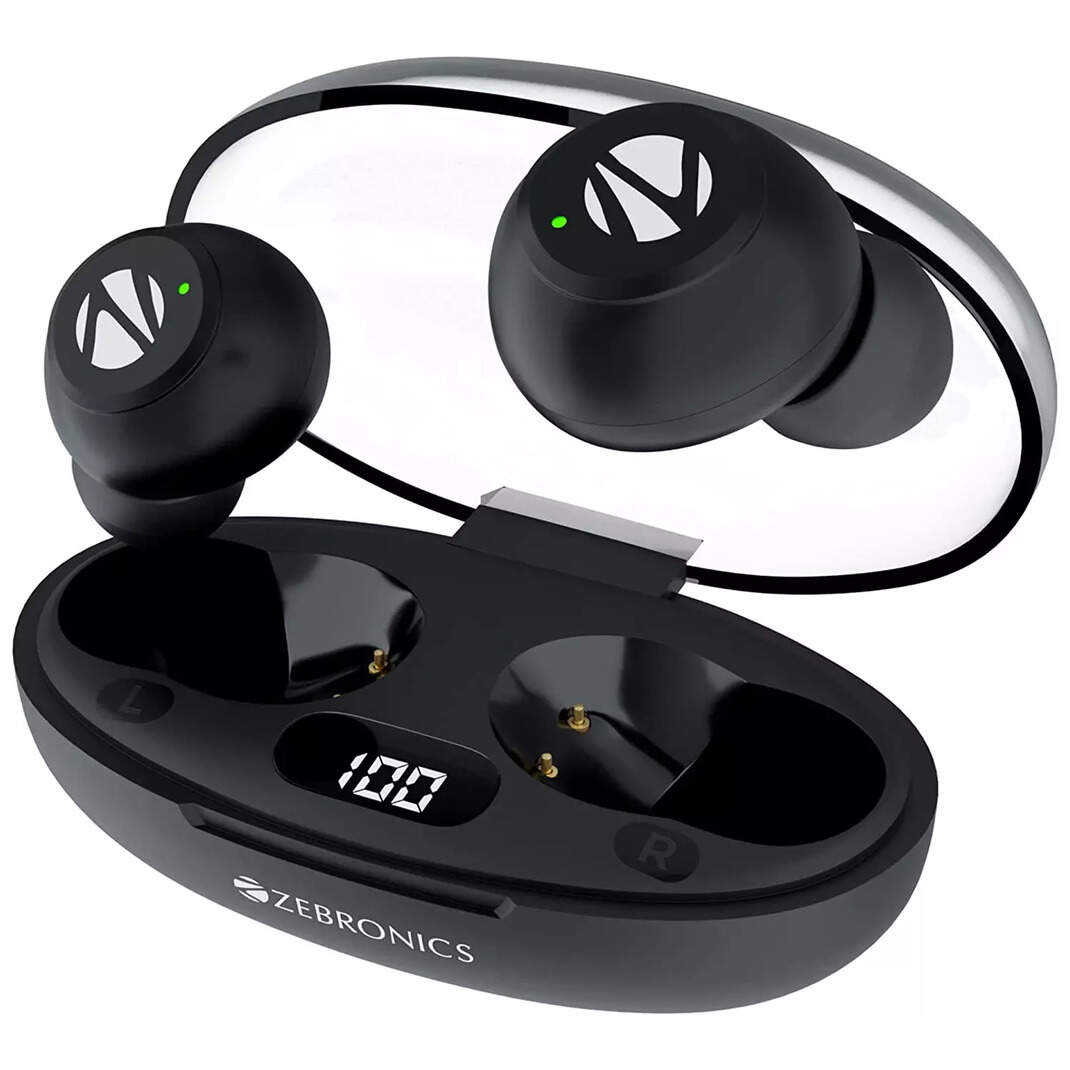 Zebronics Pods 2 Wireless TWS Earbuds with Bluetooth v5.3, LED Display ...