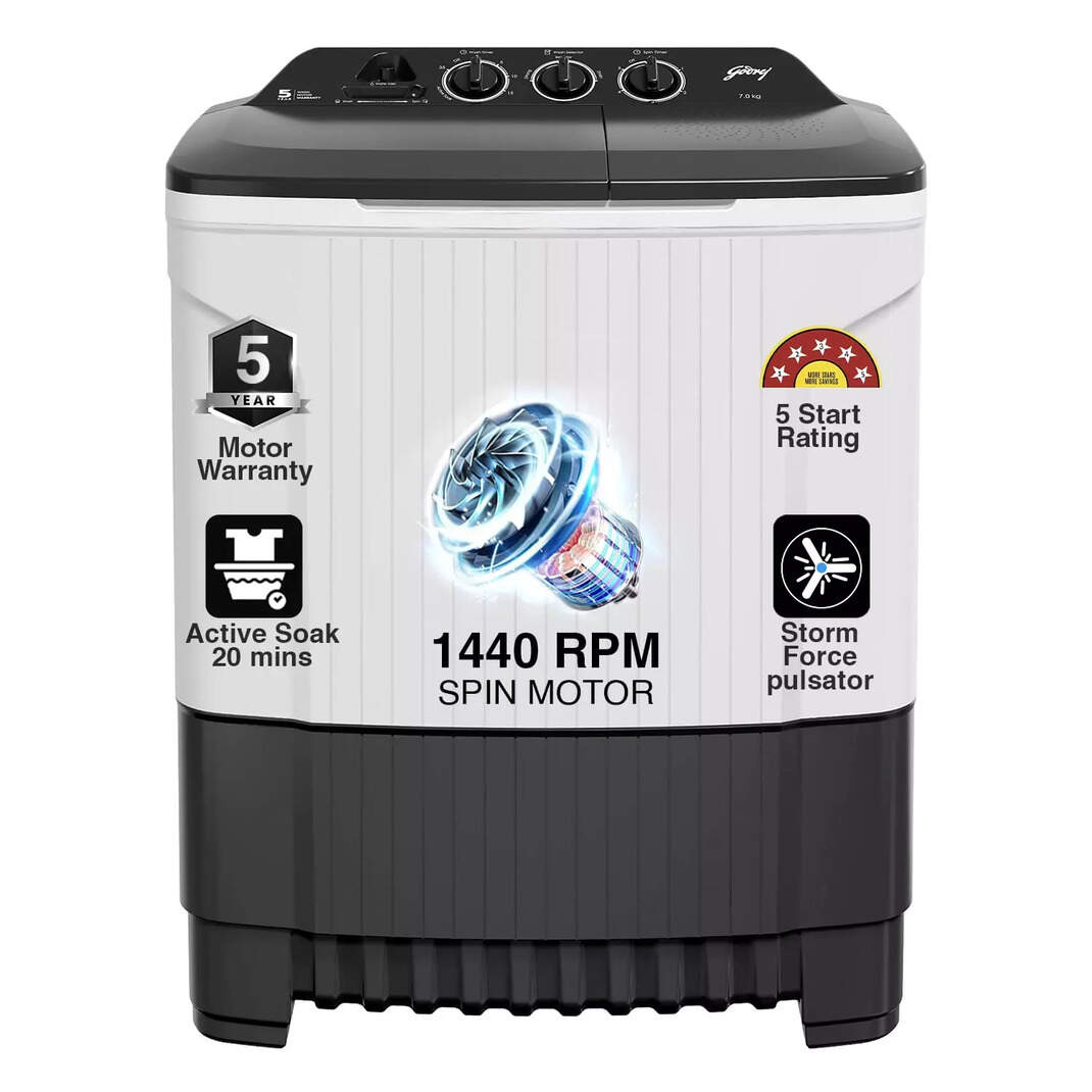 Compare Godrej 7 Kg 5 Star, Active Soak Technology Semi-Automatic Top Load Washing Machine (WS ...