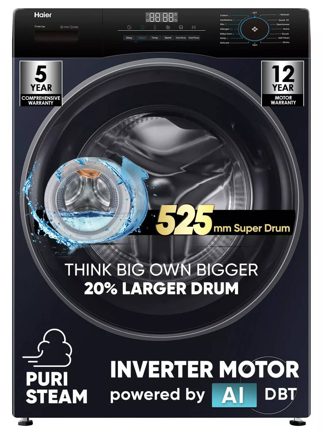 Compare Haier HWM80-IM12929EBK 8 Kg 5 Star Fully Automatic Washing ...