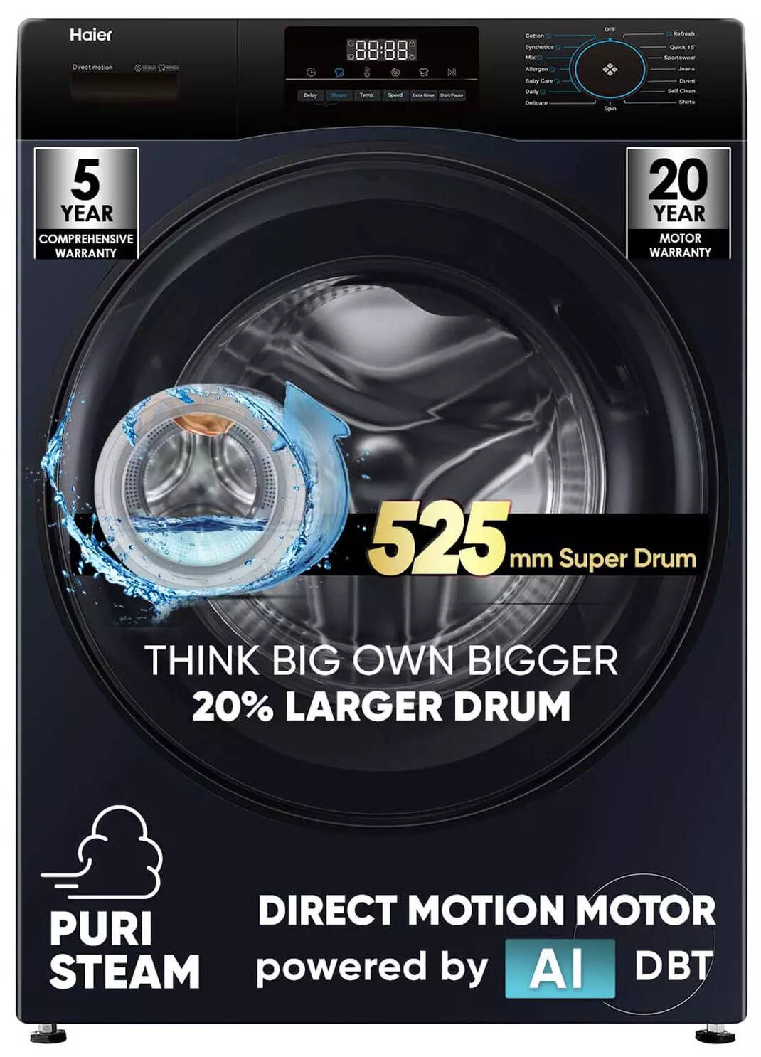 Compare Haier ‎EFL90-DM14IBIEBK 9 Kg Front Load Fully Automatic Washing ...