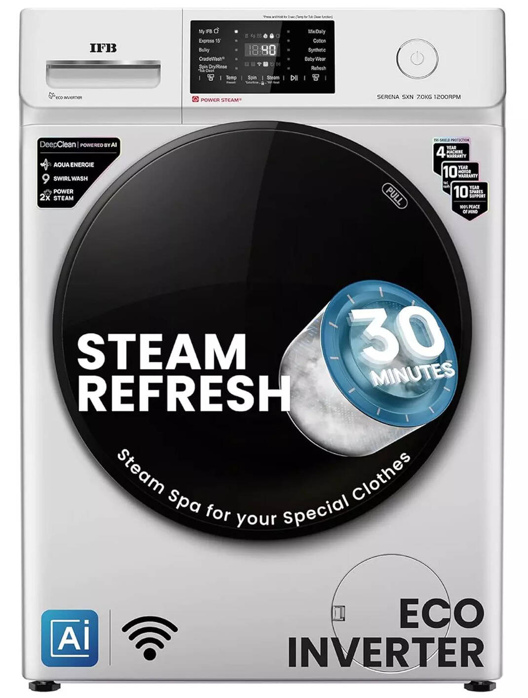 IFB Serena SXN 7012 7 Kg 5 Star Powered by AI with 9 Swirl Wash, Wi-Fi, Fully Automatic Front ...