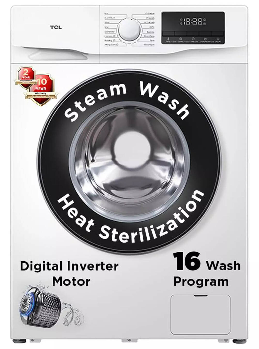 TCL TWF75-P6S 7.5 Kg 5 Star Inverter Fully Automatic Front Load Washing ...