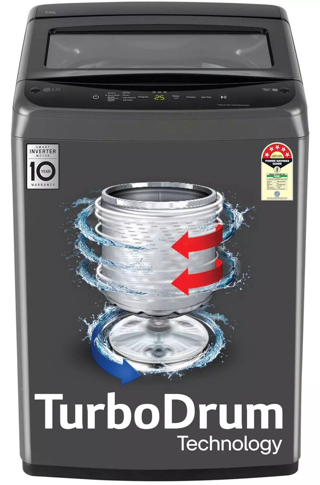 LG T80VBMB4Z 2025 Model 8 Kg 5 Star Fully Automatic Top Load Washing ...