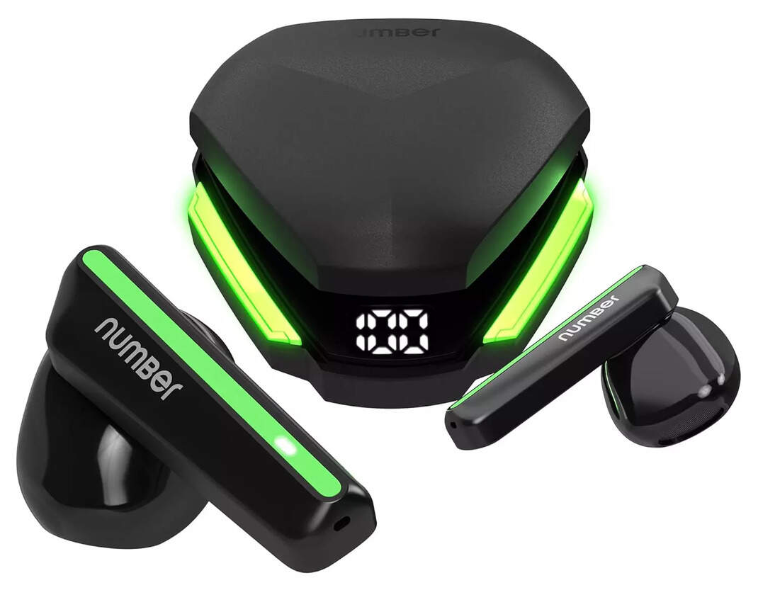 Number Super Buds 111 AI ENC Gaming TWS Bluetooth v5.3 Earbuds (Black ...