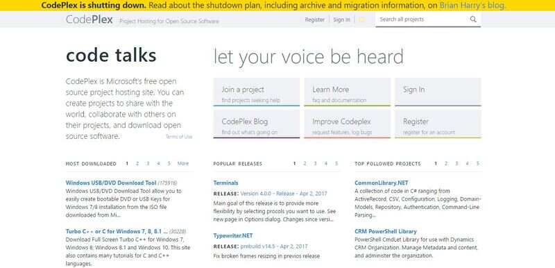 Microsoft is shutting down CodePlex