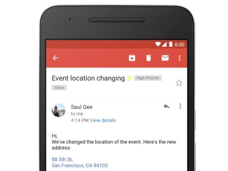 Gmail now converts addresses, contacts and phone numbers to links