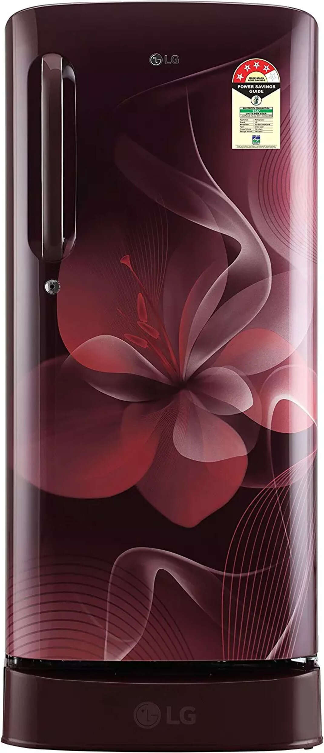 LG 190 L 4 Star Direct-Cool Single Door Refrigerator (GL-D201ASDX.ASDZEBN, Scarlet Dazzle ...