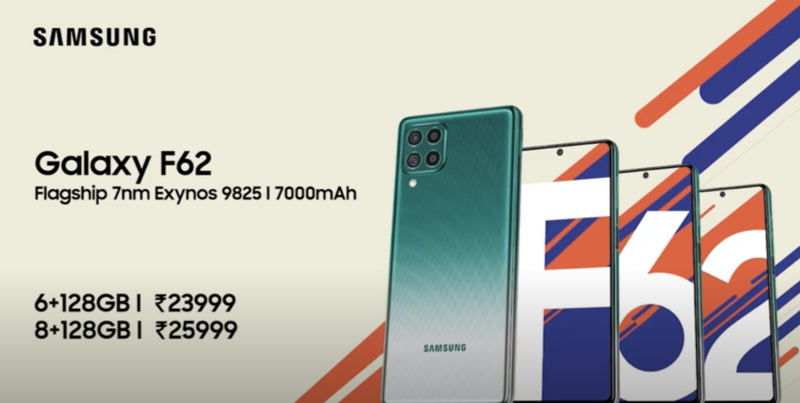 Samsung Galaxy F62 with 7000mAh battery, 64MP main rear camera launched ...