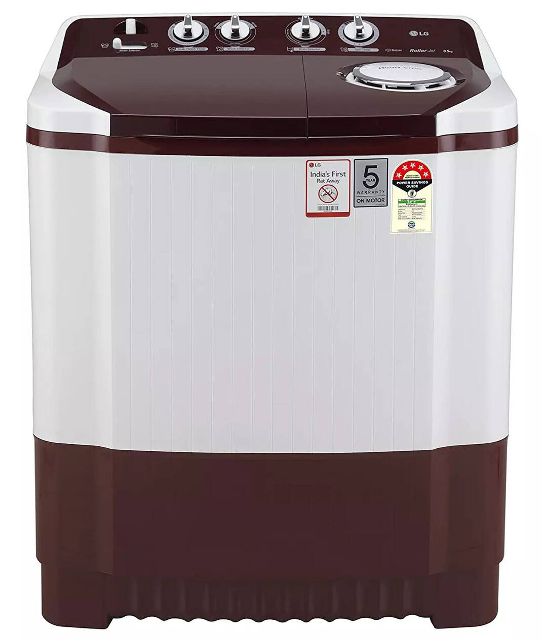 LG P8530SRAZ Roller Jet Pulsator 8.5 Kg 5 Star Semi Automatic Top Load ...