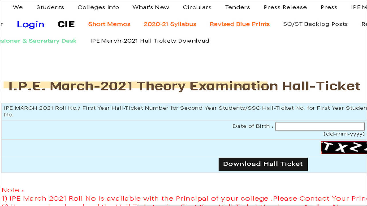 Jnanabhumi Hall Ticket 2020 Bie Ap Inter 1st 2nd Year Hall Tickets